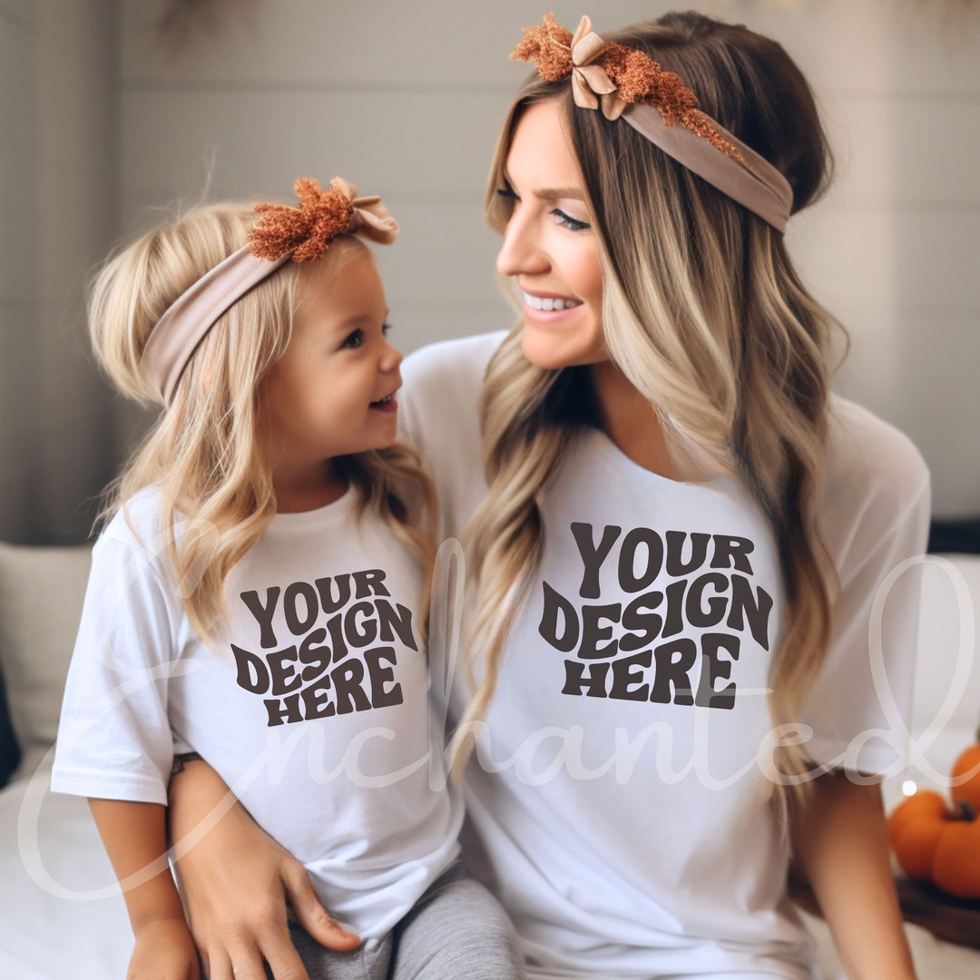 Mommy and Me Mockup Kids White T-shirt Mockup Kids T-shirt Mockup Girl ...