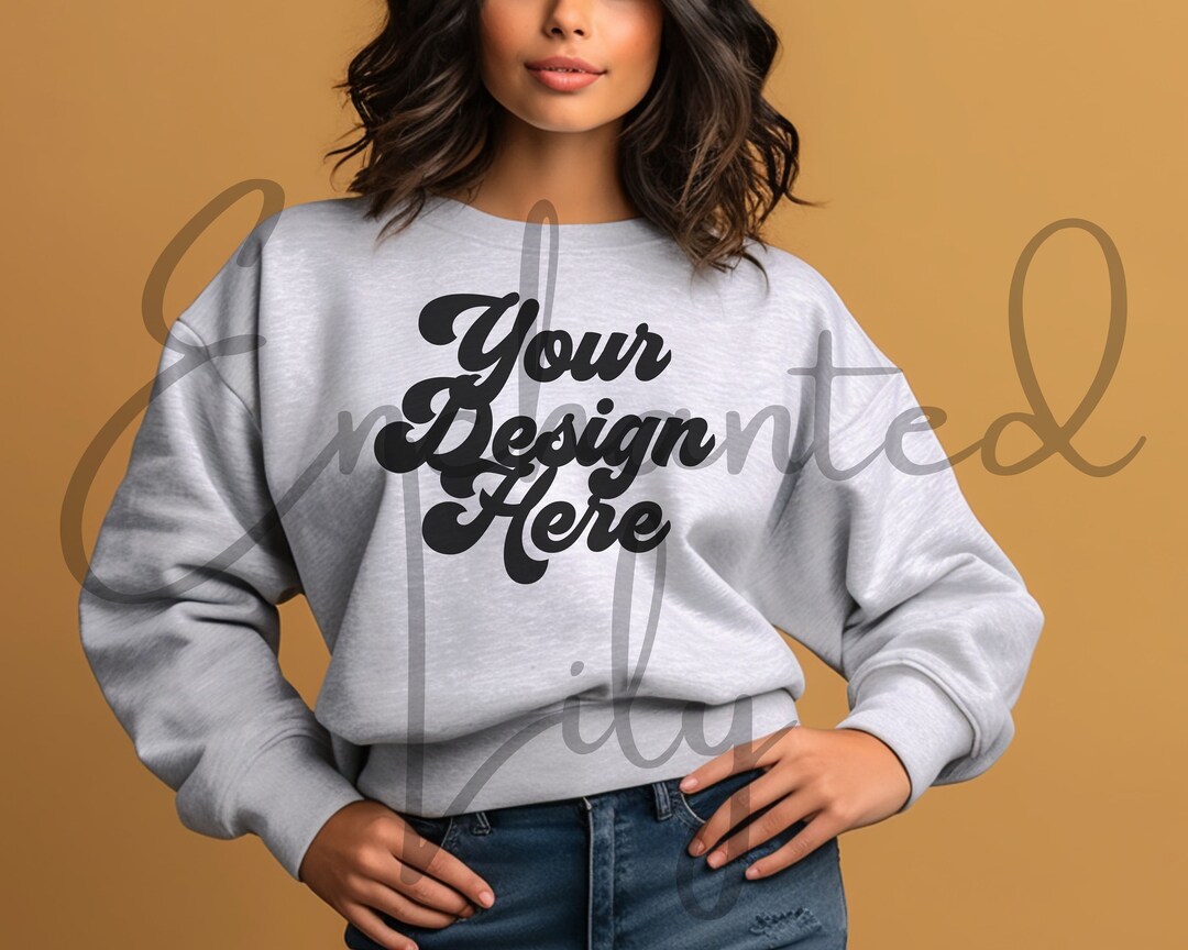 Gildan 18000 Ash Mockup Gildan Ash Gray Sweatshirt Mockup Sweatshirt ...