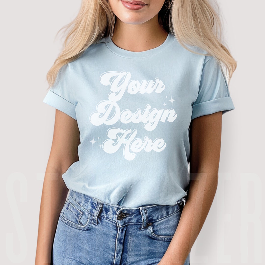 Bella Canvas 3001 Heather Ice Blue Shirt Bella Canvas Shirt Mockup ...