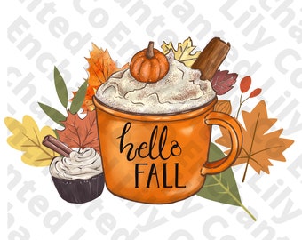 Fall Coffee Drink Png,autumn Sublimation Designs,orange Pumpkin Latte ...