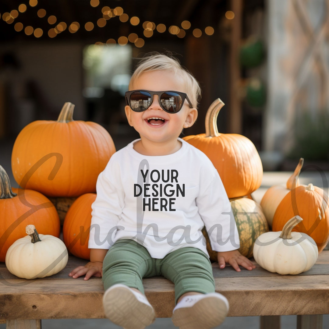 Kids Long Sleeve White Sweatshirt Mockup Kids Shirt Mockup Boy Tshirt ...