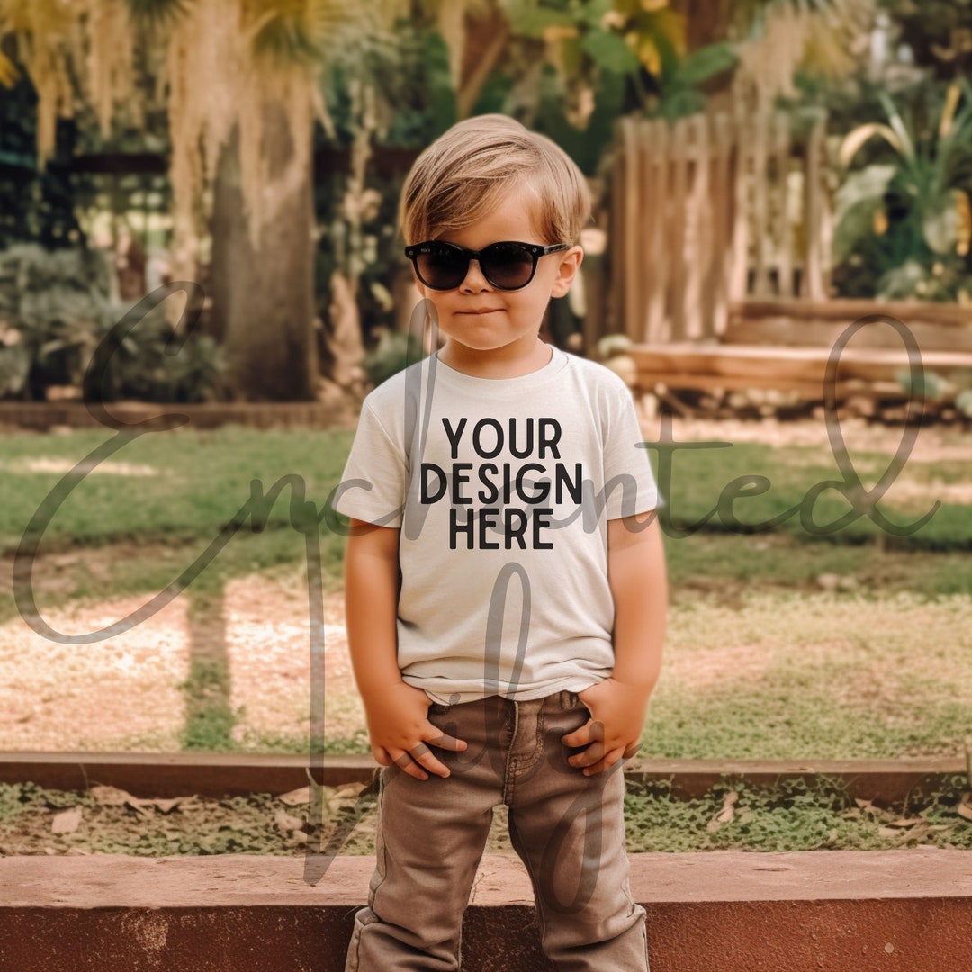 Kids Bella Canvas 3001T Heather Dust T-shirt Mockup Kids T-shirt Mockup ...