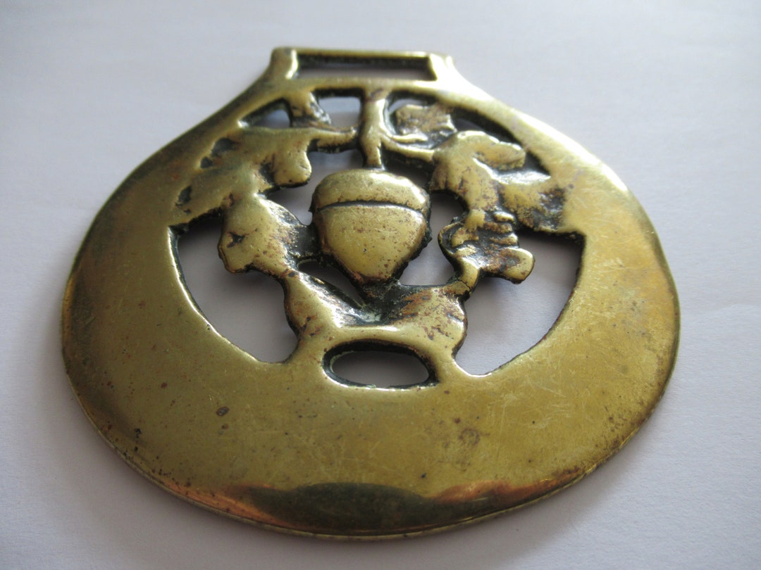 Antique RARE Horse Brass Acorn Oak Tree Martingale Medallion With Getts ...
