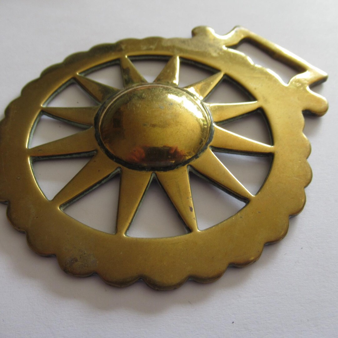 Vintage Sun 12 Ray's Star Stamped Horse Brass Martingale Horse Harness ...