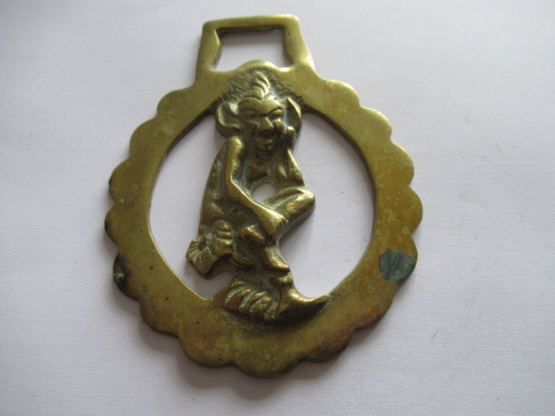 Vintage Lucky Piskey Pixie Horse Brass Martingale Horse Harness Ornament Bridle Medallion ...
