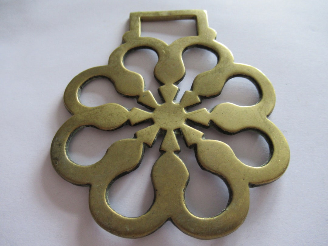 Antique Horse Brass Revolving Sun Wheel Pattern Geometric Pierced ...
