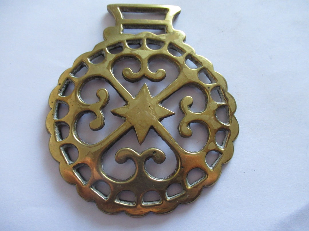 Antique Horse Brass Cross Moline Martingale Medallion With Getts on ...