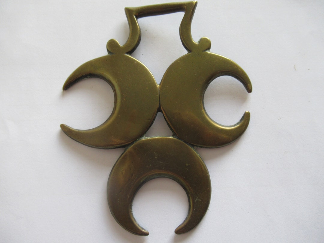 Antique Triple Crescent Moon Horse Brass Martingale Horse Harness ...