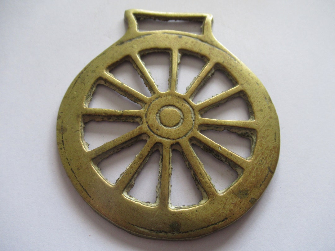 Vintage Horse Brass Wagon Wheel Martingale Medallion - Etsy