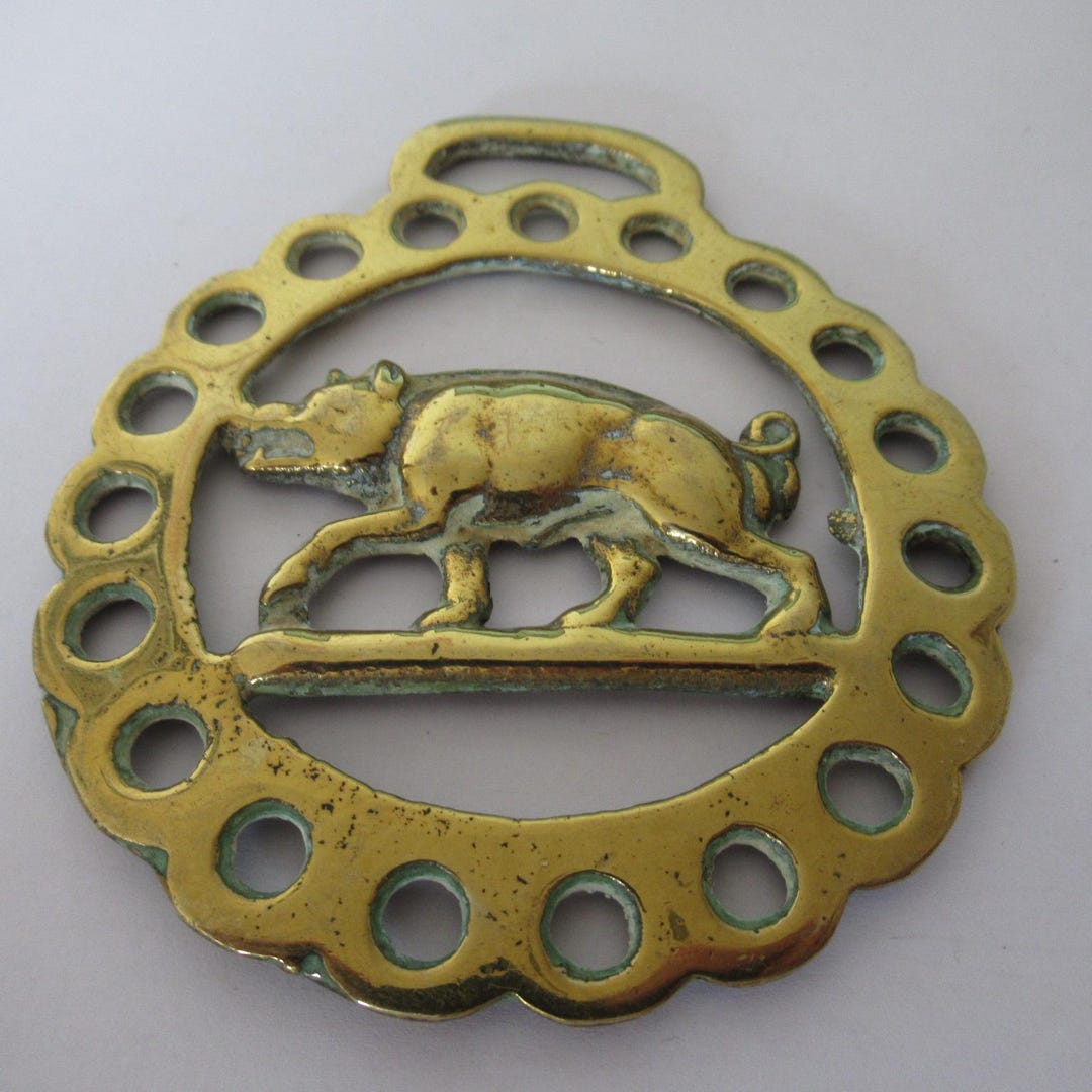 Vintage Wild Boar Hog Pig Horse Brass Horse Harness Martingale ...