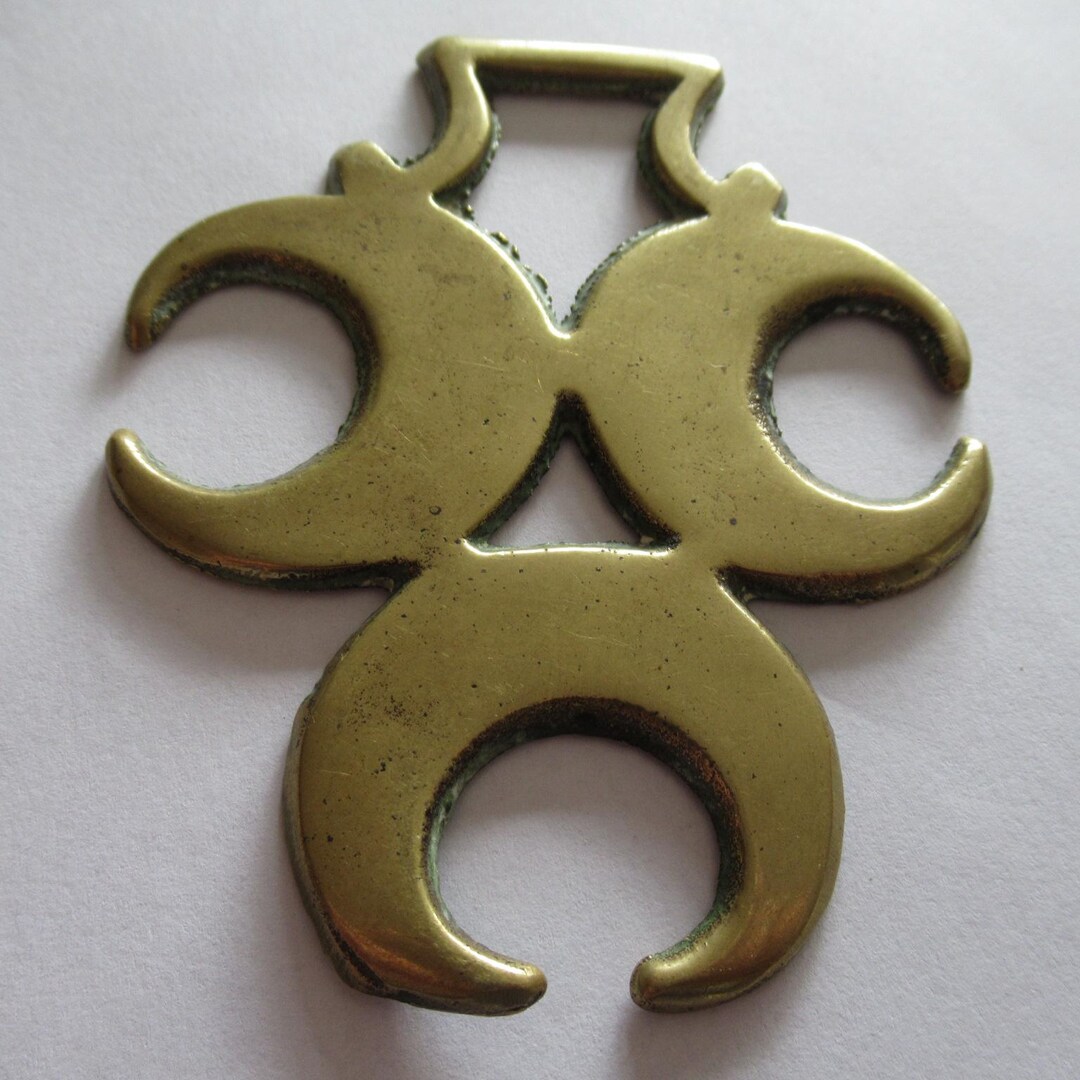 Vintage Horse Brass Triple Crescent Moon Martingale Medallion Pagan - Etsy