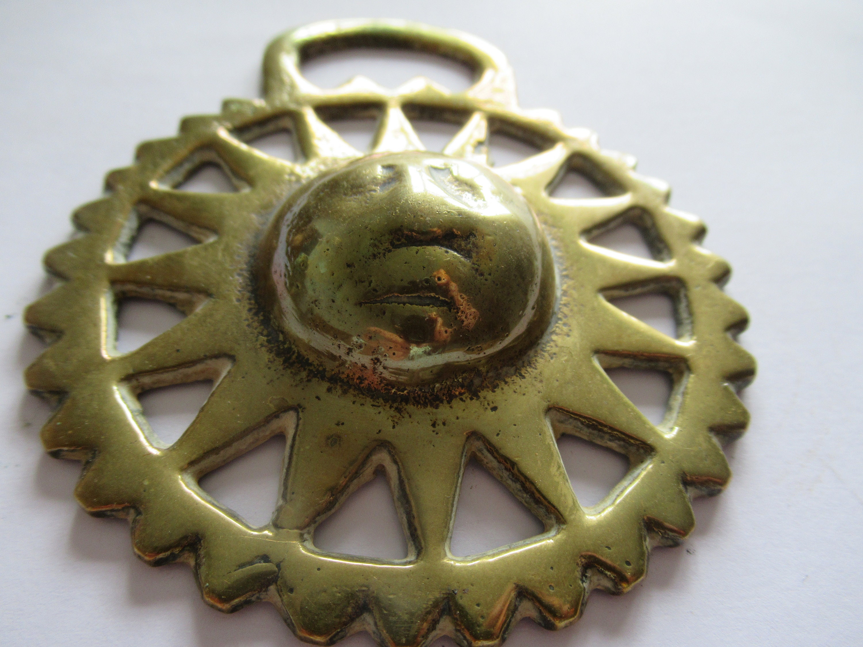 Antique Horse Brass Sun Face With Ray's Martingale Medallion Pagan - Etsy