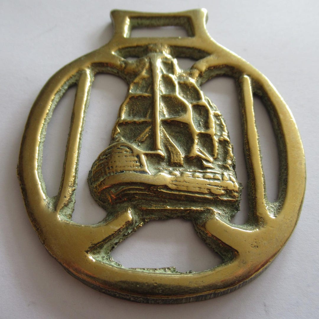 Vintage Galleon Nautical Ship Horse Brass Martingale Medallion - Etsy