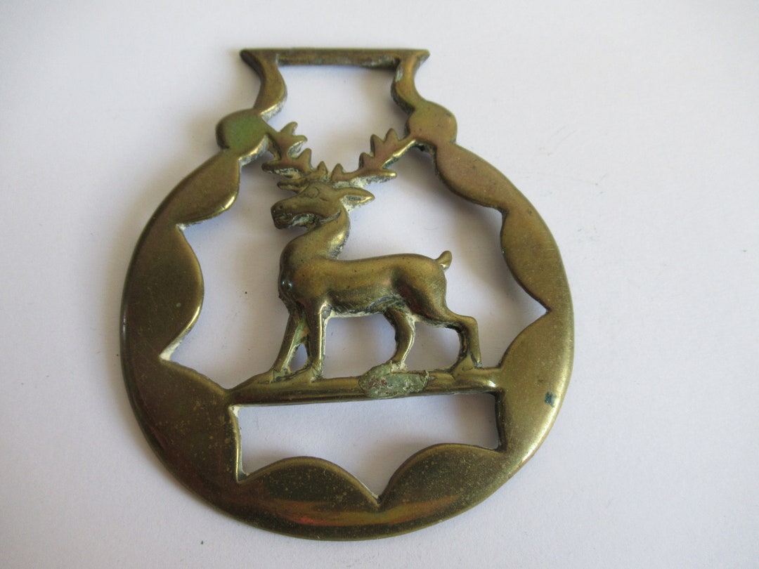 Antique A Magnificent Stag Deer Horse Brass Protection Amulet ...