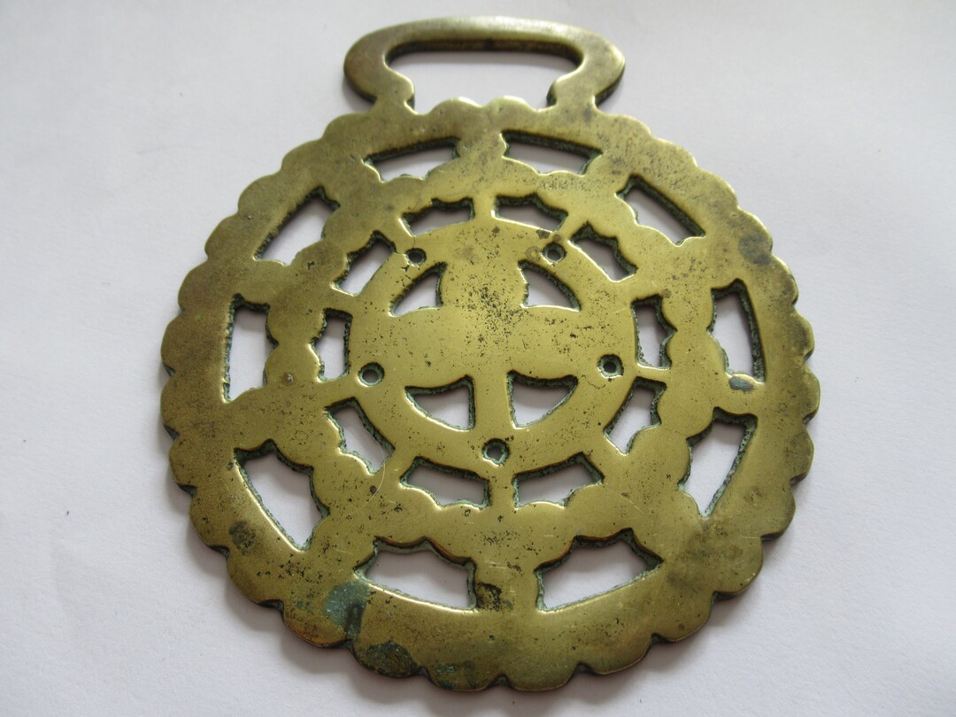 Antique Ace of Clubs Clover Shamrock Horse Brass Medallion - Etsy