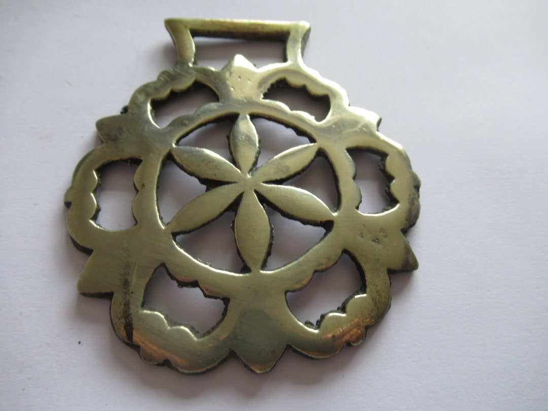 Antique Horse Brass Flower Pattern in A Bat Wing Surround Martingale ...