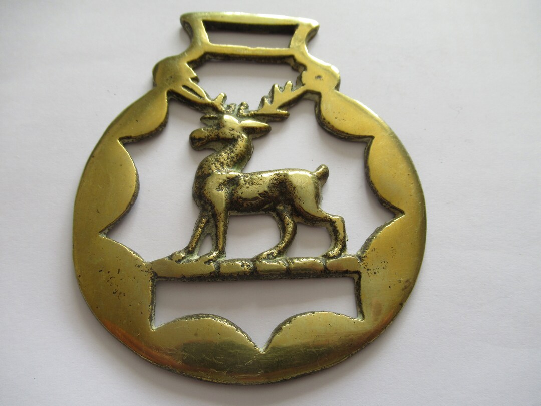 Antique A Magnificent Stag Deer Horse Brass Protection Amulet - Etsy