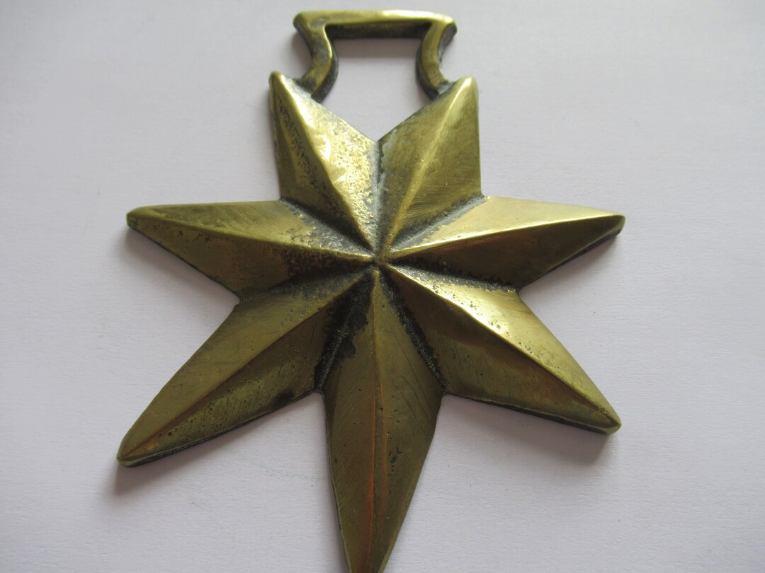 Antique Horse Brass Heptagram Seven Pointed Star Pagan Symbol ...
