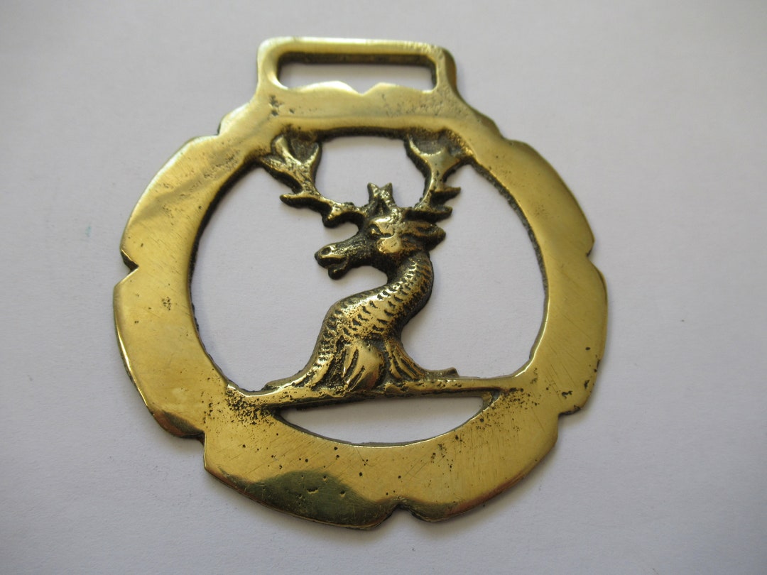 Vintage Horse Brass Stag Deer's Head Martingale Medallion Pagan - Etsy