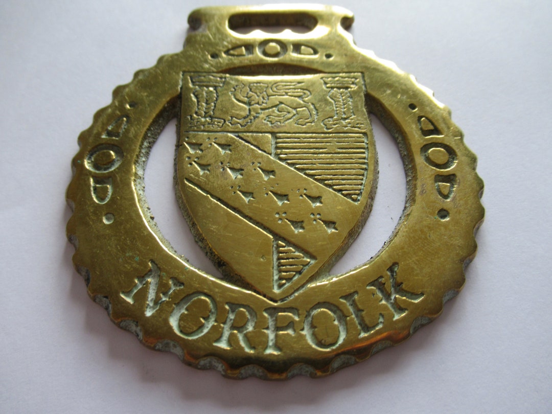 Vintage Horse Brass Norfolk Norwich Crest Coat of Arms Souvenir ...