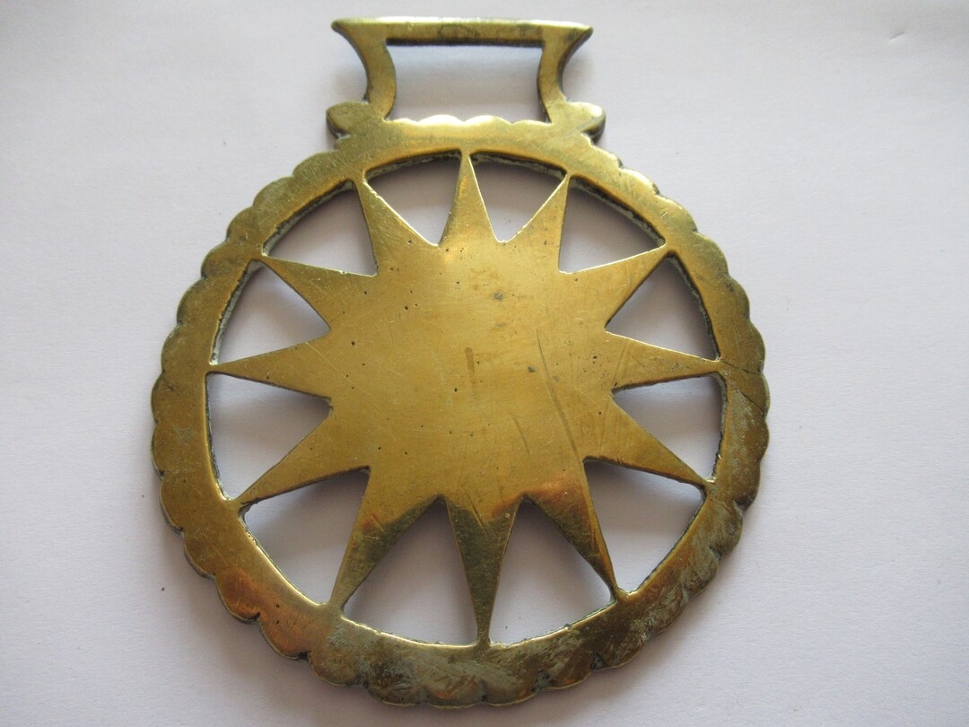 Antique Horse Brass Suns Ray's Medallion Pagan Gift Getts on Reverse - Etsy