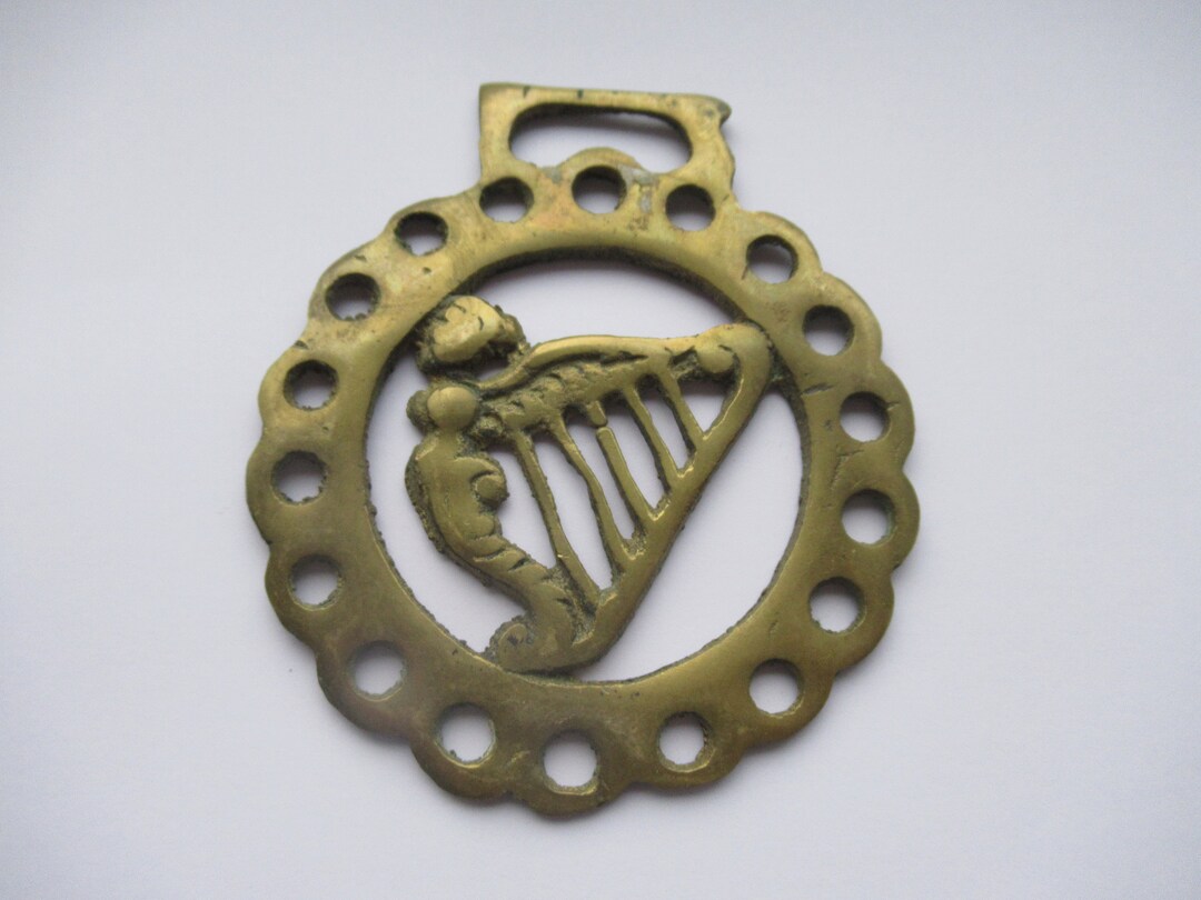 Vintage Winged Maiden Angel Irish Harp Horse Brass Martingale Horse ...