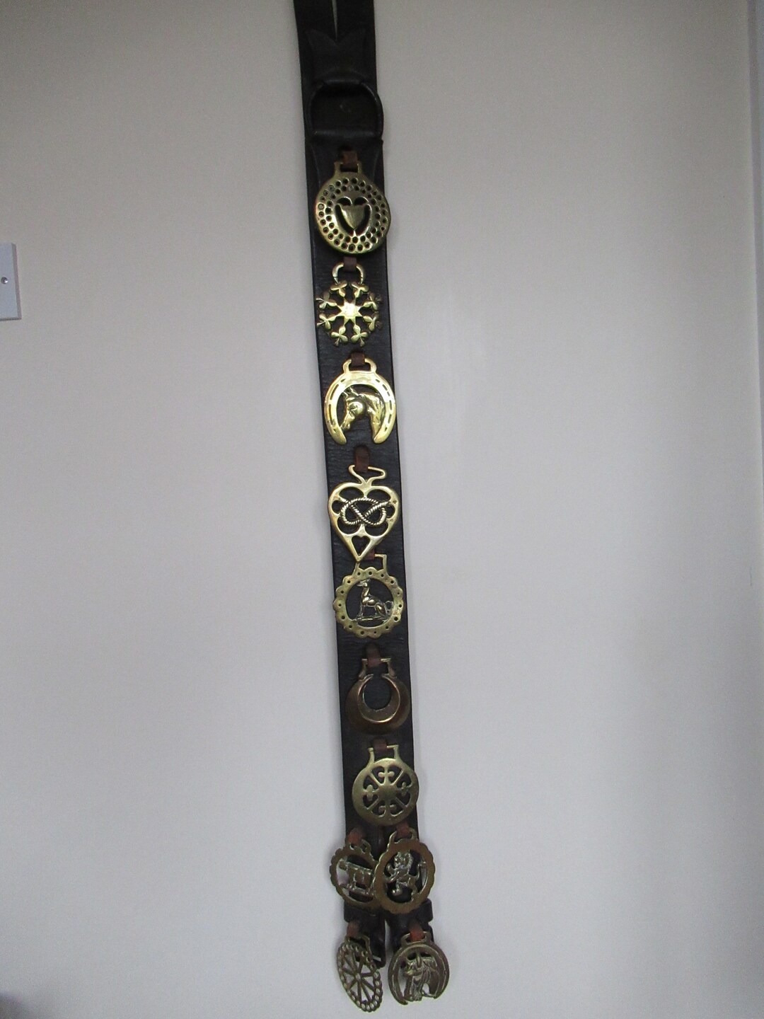 Antique Leather Horse Crupper With 11 Horse Brasses Reins Loin Saddle ...