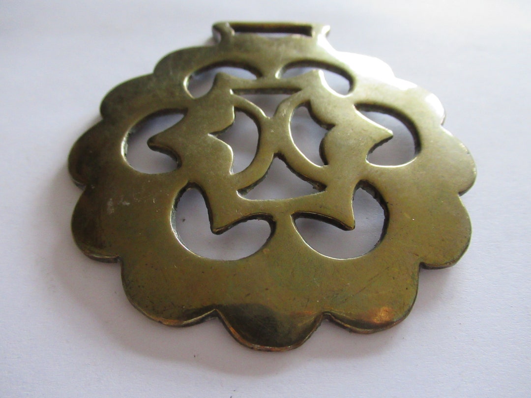 Antique Horse Brass Flower Pattern Sun Wheel Star Martingale Medallion ...