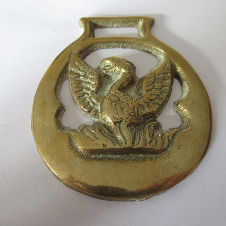 Vintage Horse Brass Bird Phoenix Rising From the Flames Martingale ...