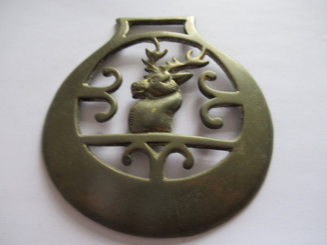 Antique Horse Brass A Magnificent Stag Deer Pagan With Getts - Etsy