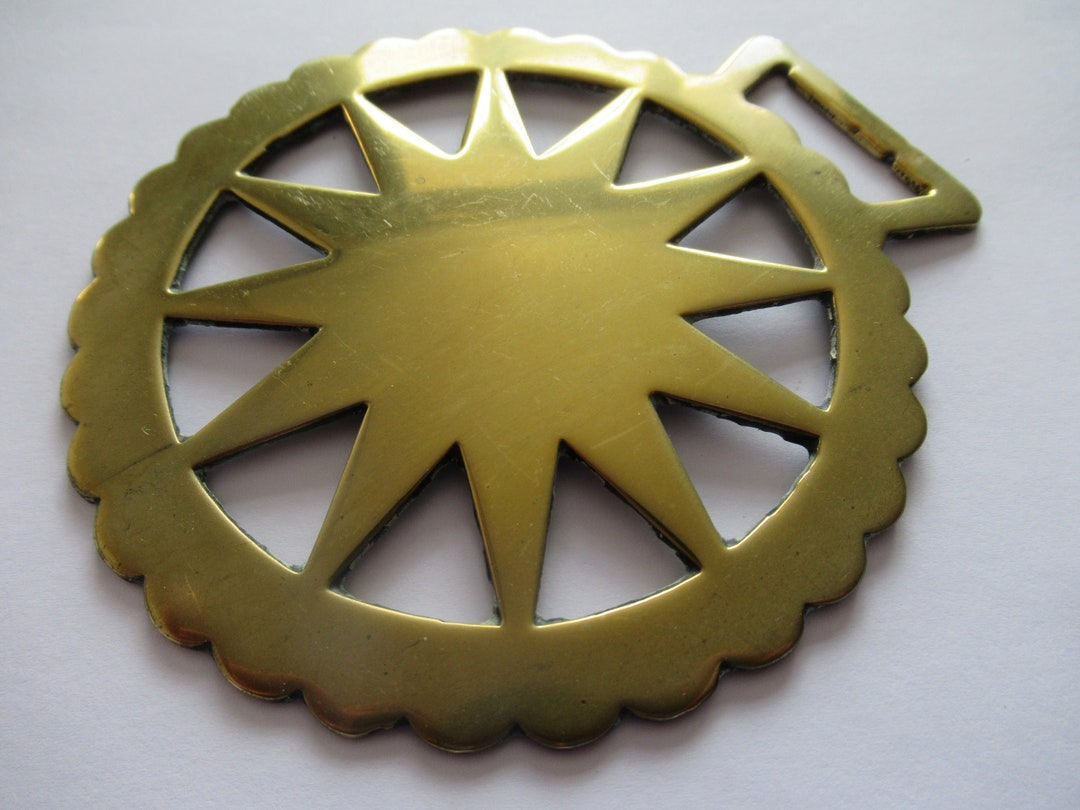 Antique Horse Brass Sun 12 Ray's Star Stamped Martingale Medallion ...