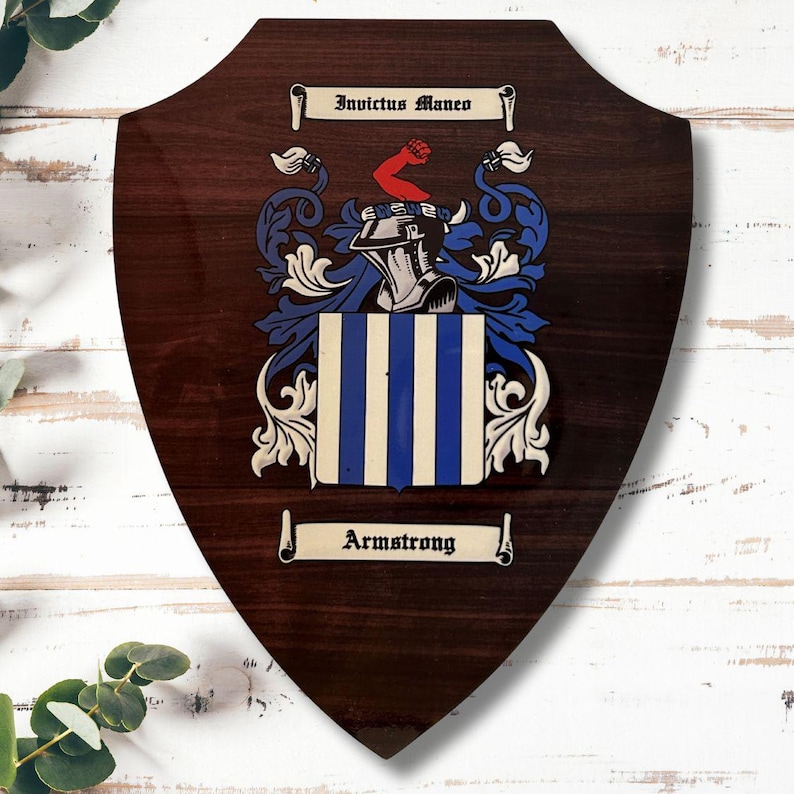 Personalised Dark Wood Family Crest Shield: Custom Heraldic Coat of ...