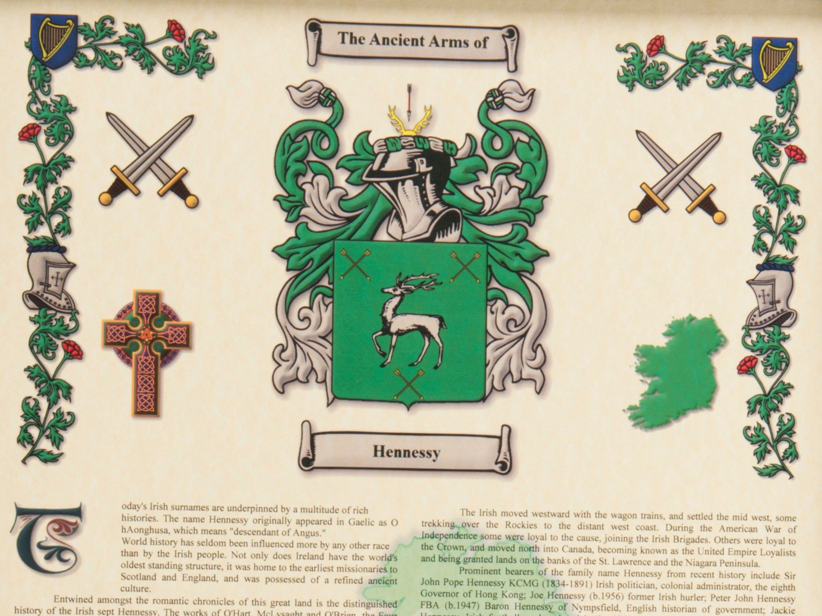 Coat of Arms / Family Crest and Surname History, A3 Size Personalised ...