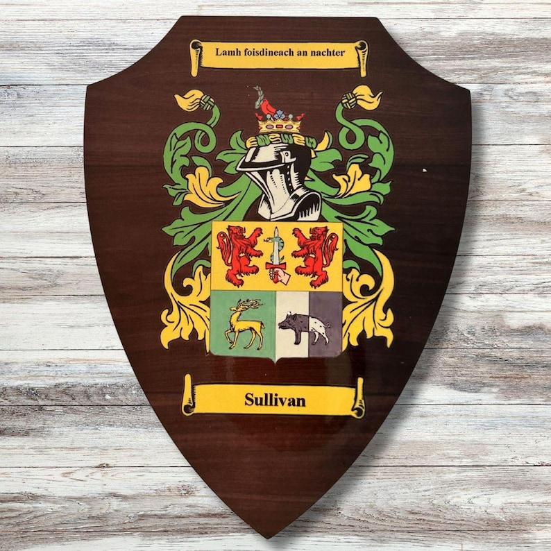 Personalised Dark Wood Family Crest Shield: Custom Heraldic Coat of ...