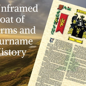 Coat of Arms / Family Crest and Surname History, Personalised Gift - A3 ...