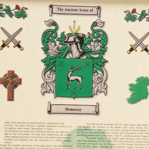 Coat of Arms / Family Crest and Surname History, Personalised Gift - A3 ...