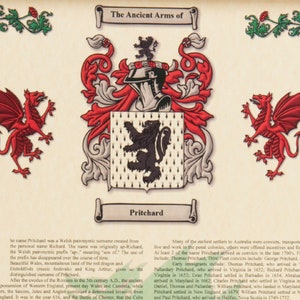 Coat of Arms / Family Crest and Surname History, A3 Size Portrait Style ...