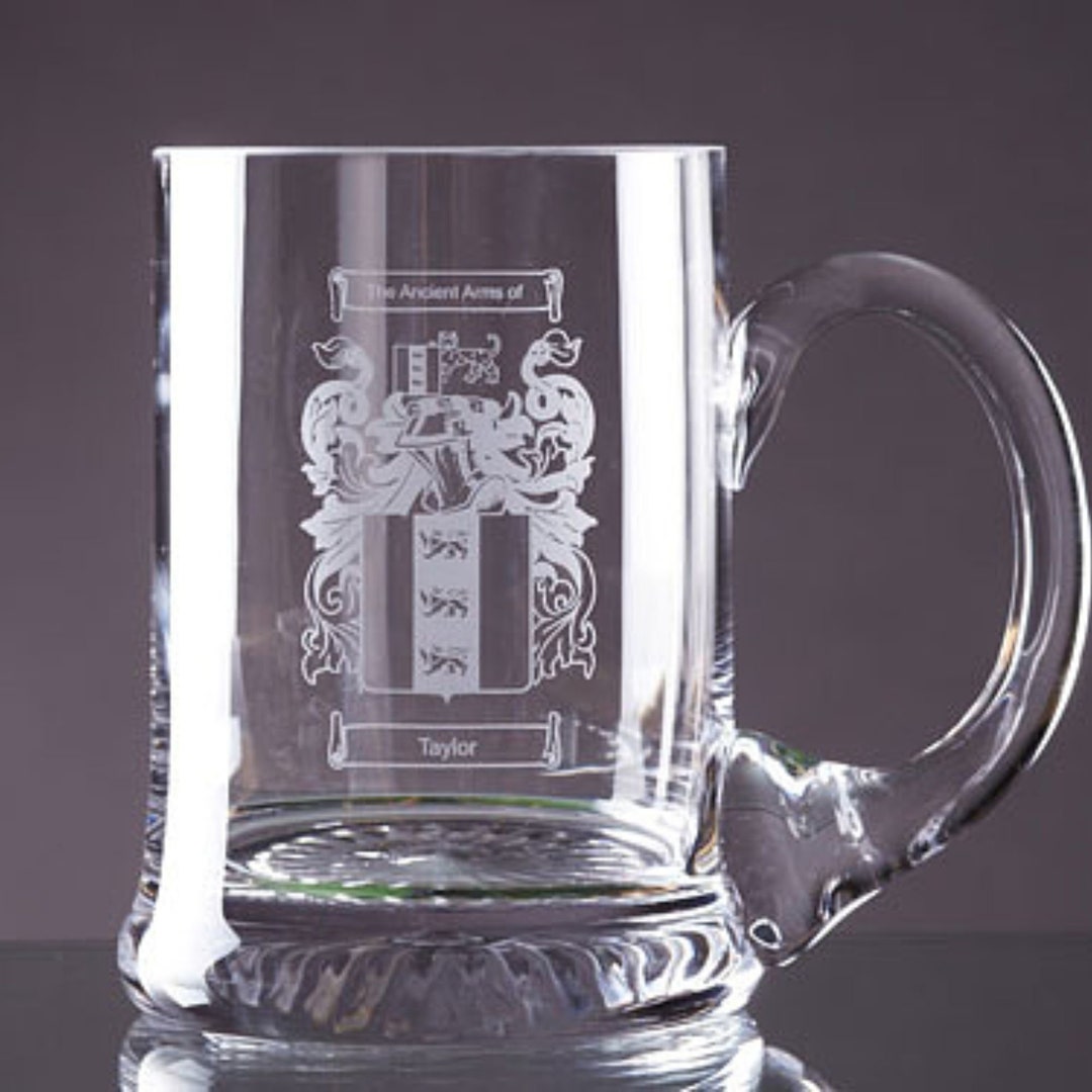 Crystal Tankard With Coat of Arms / Family Crest Engraved, Pint or Half ...