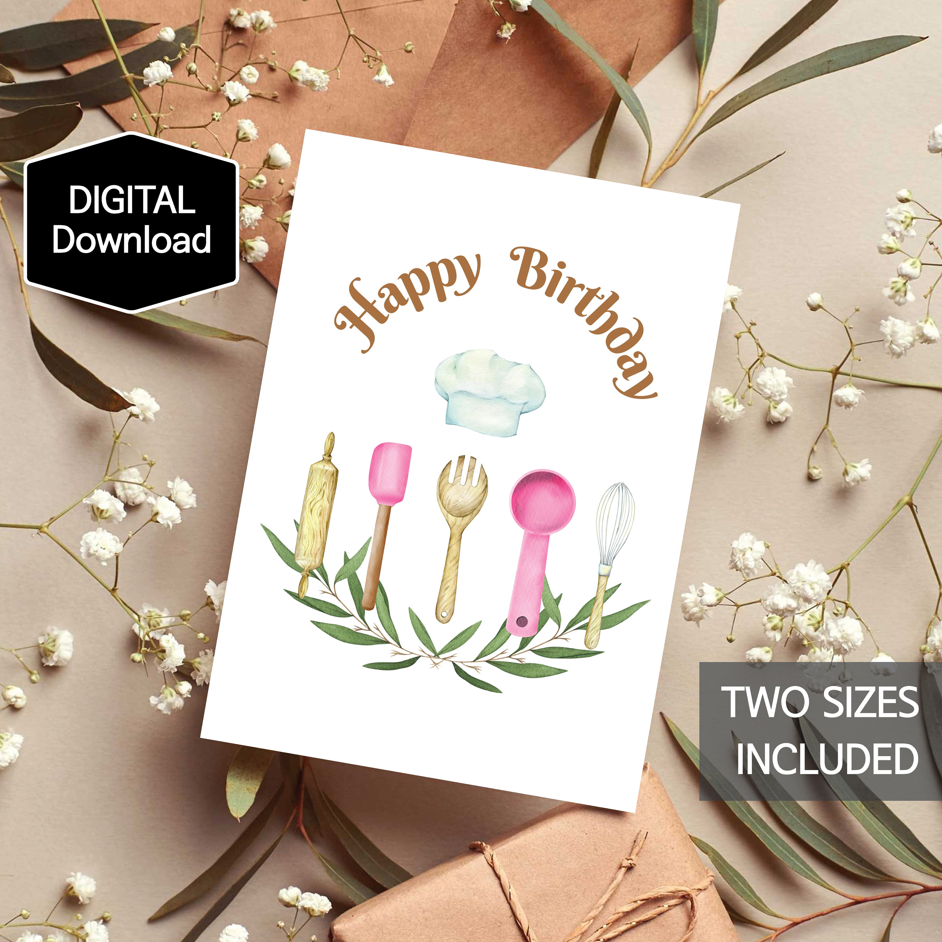 PRINTABLE Cooking Party Birthday Card,chef Card, Baking Birthday Card ...