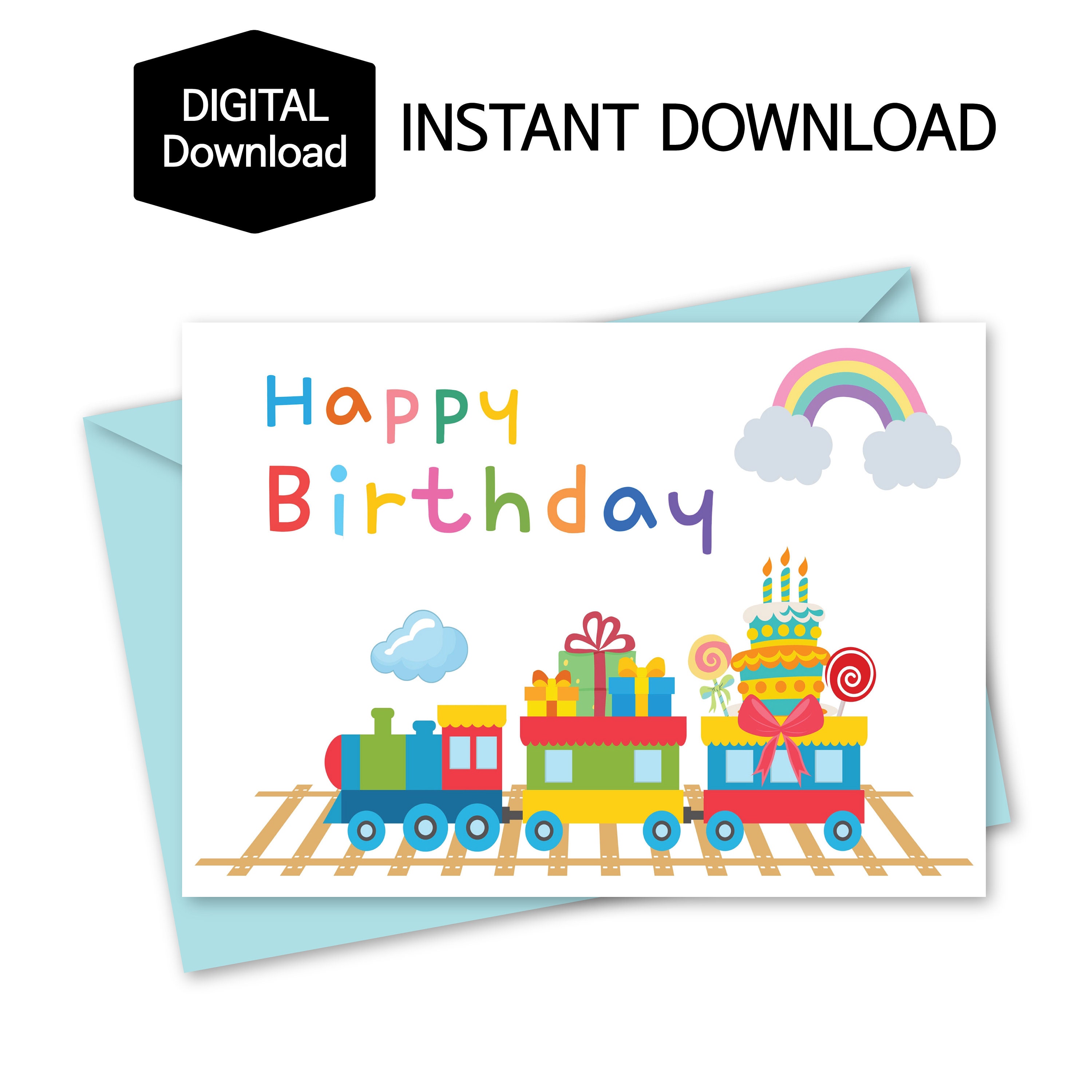 Printable Train Happy Birthday Card for Kids,birthday Card for Boy,choo ...