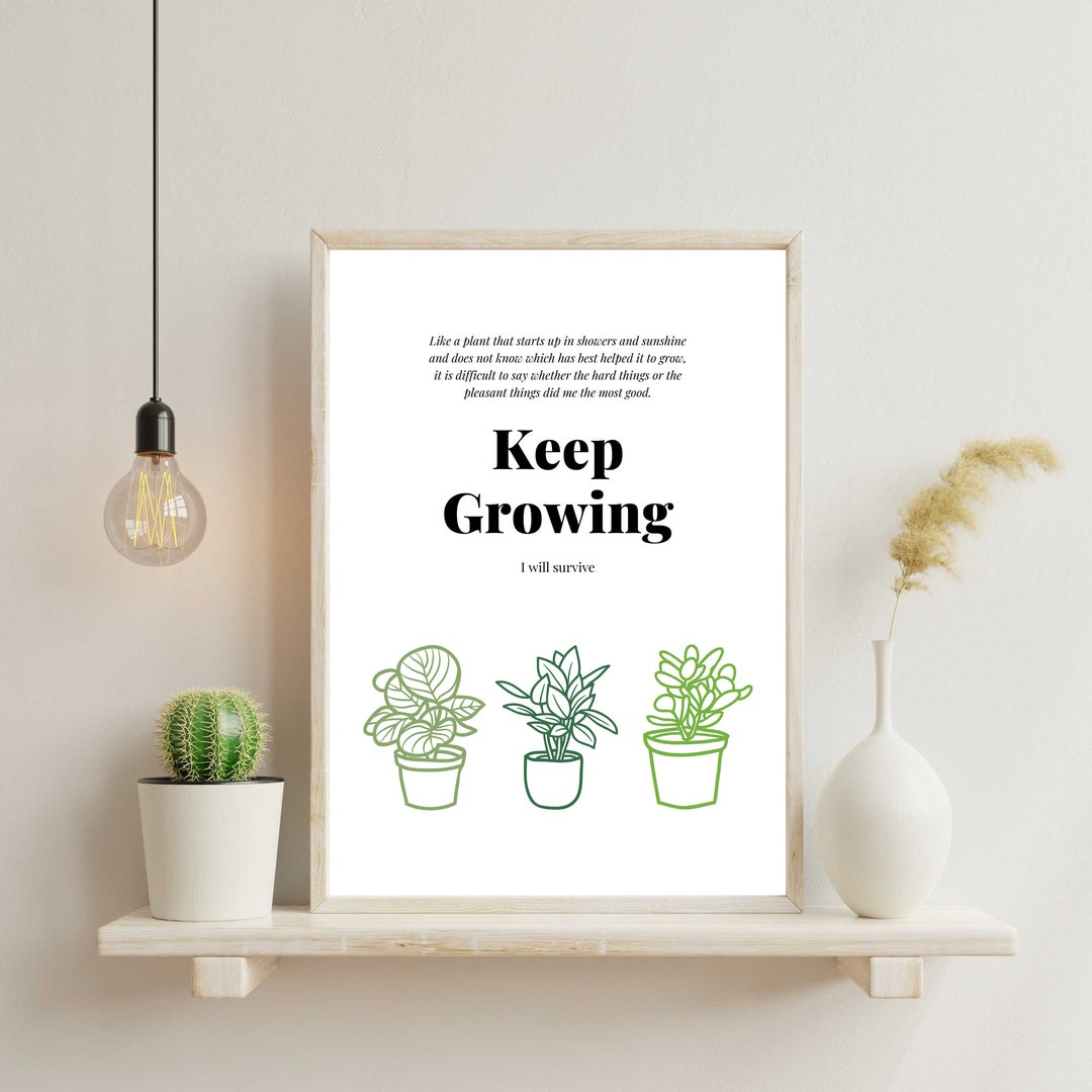 PRINTABLE Plants Inspirational Quote Art Print,keep Growing Poster ...