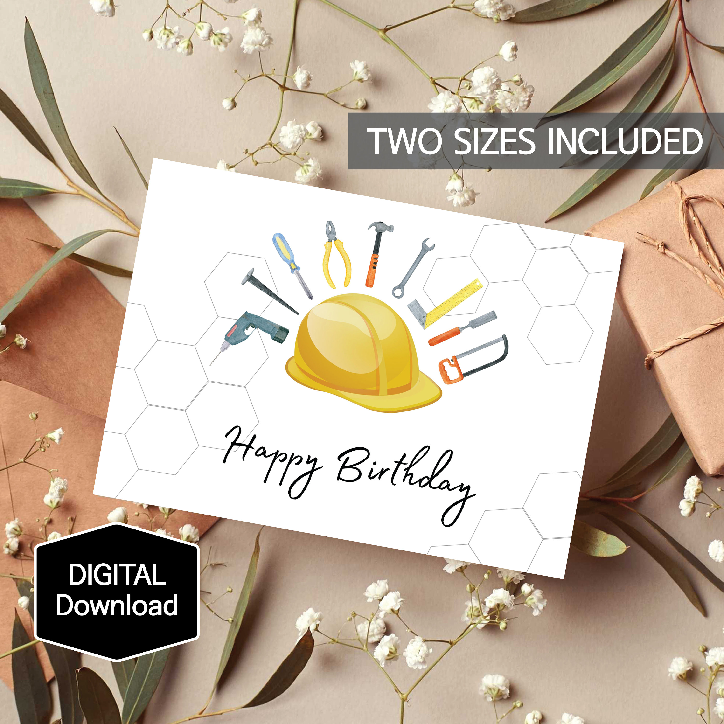 Tools Birthday Card for Daddy,builders Card for Father,tools Watercolor ...