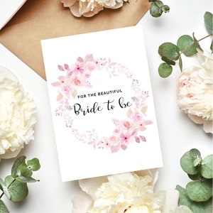 Printable for the Beautiful Bride to Be Card,bridal Shower Card,pink ...