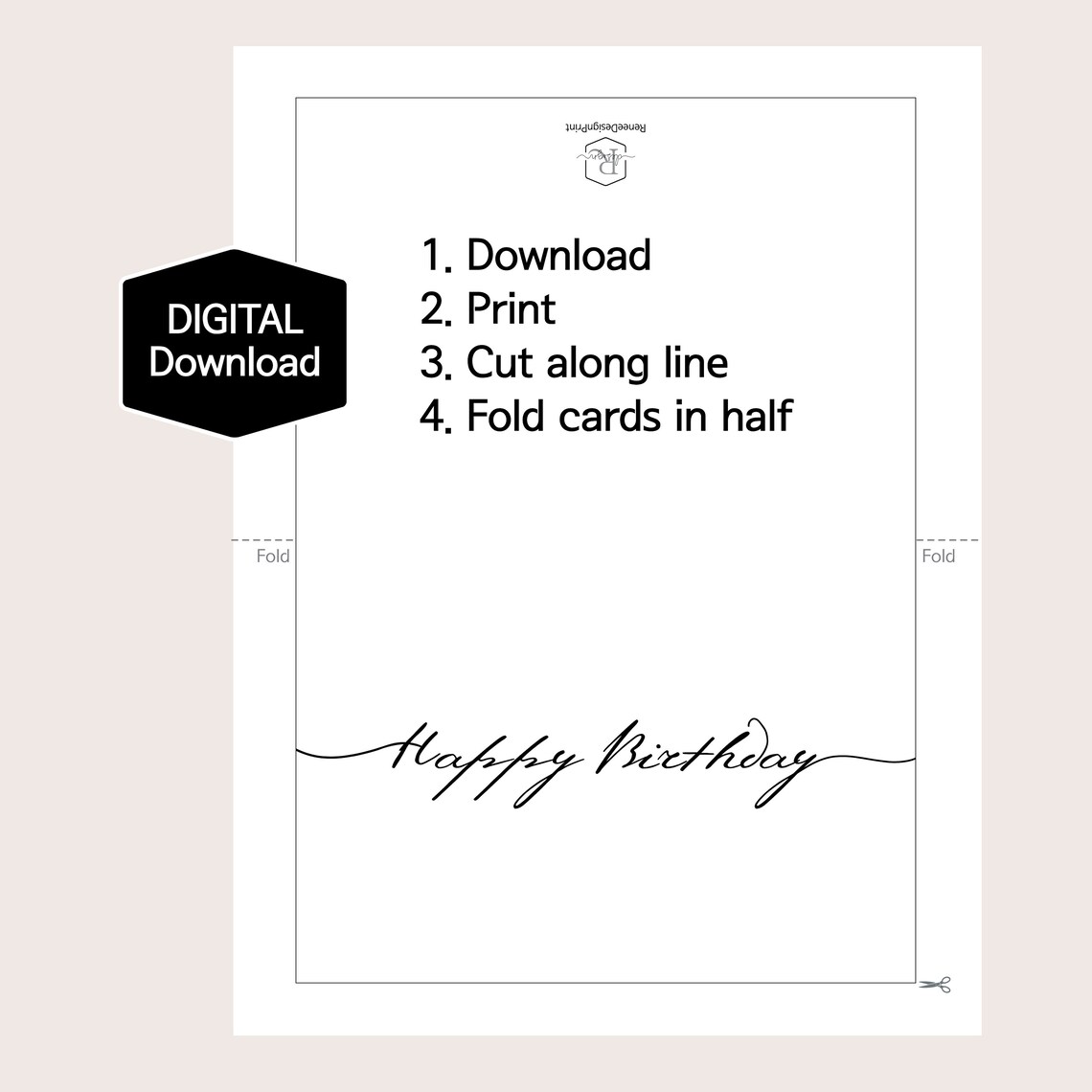 PRINTABLE Simple Happy Birthday Card,minimalist Birthday Card,modern ...