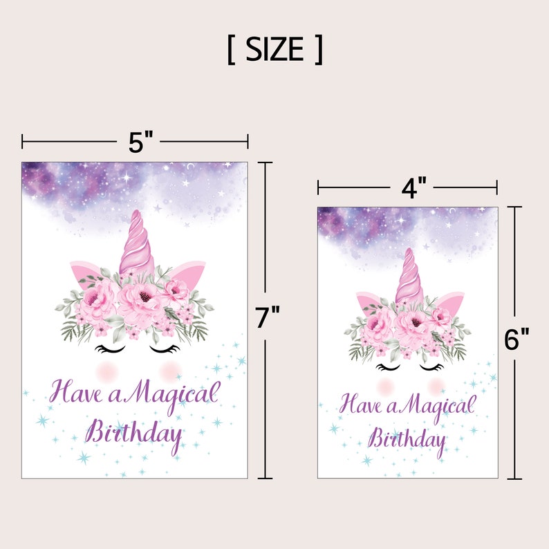 Printable Unicorn Birthday Card for Girl,magical Unicorn Card for Kids ...