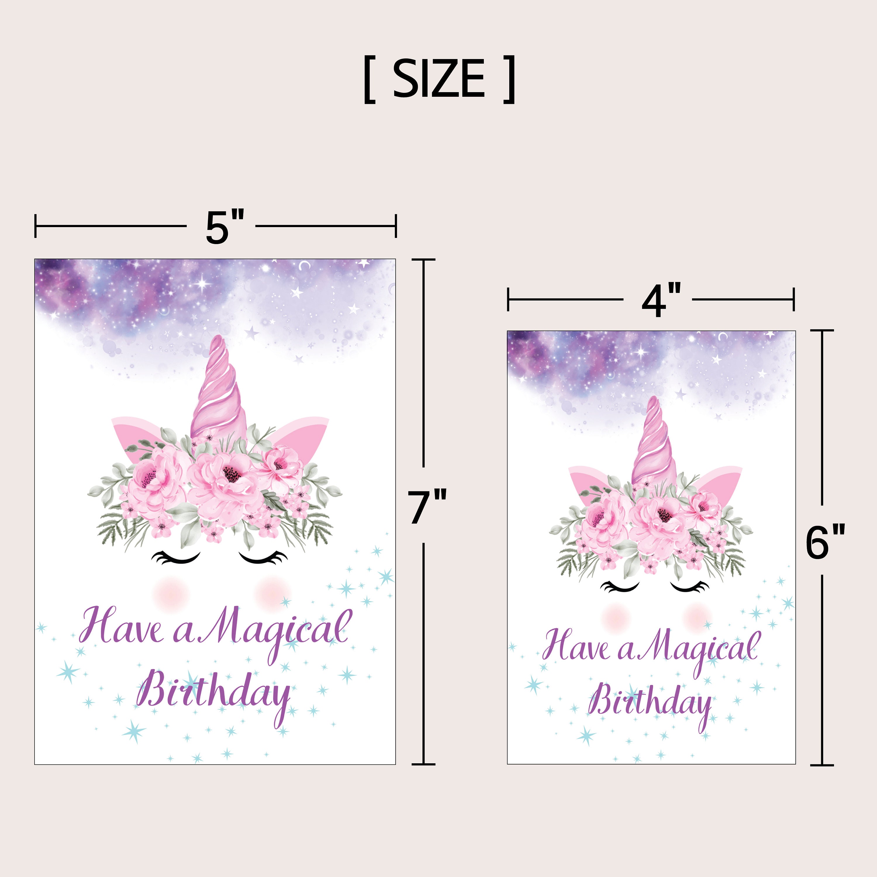 Printable Unicorn Birthday Card for Girl,magical Unicorn Card for Kids ...