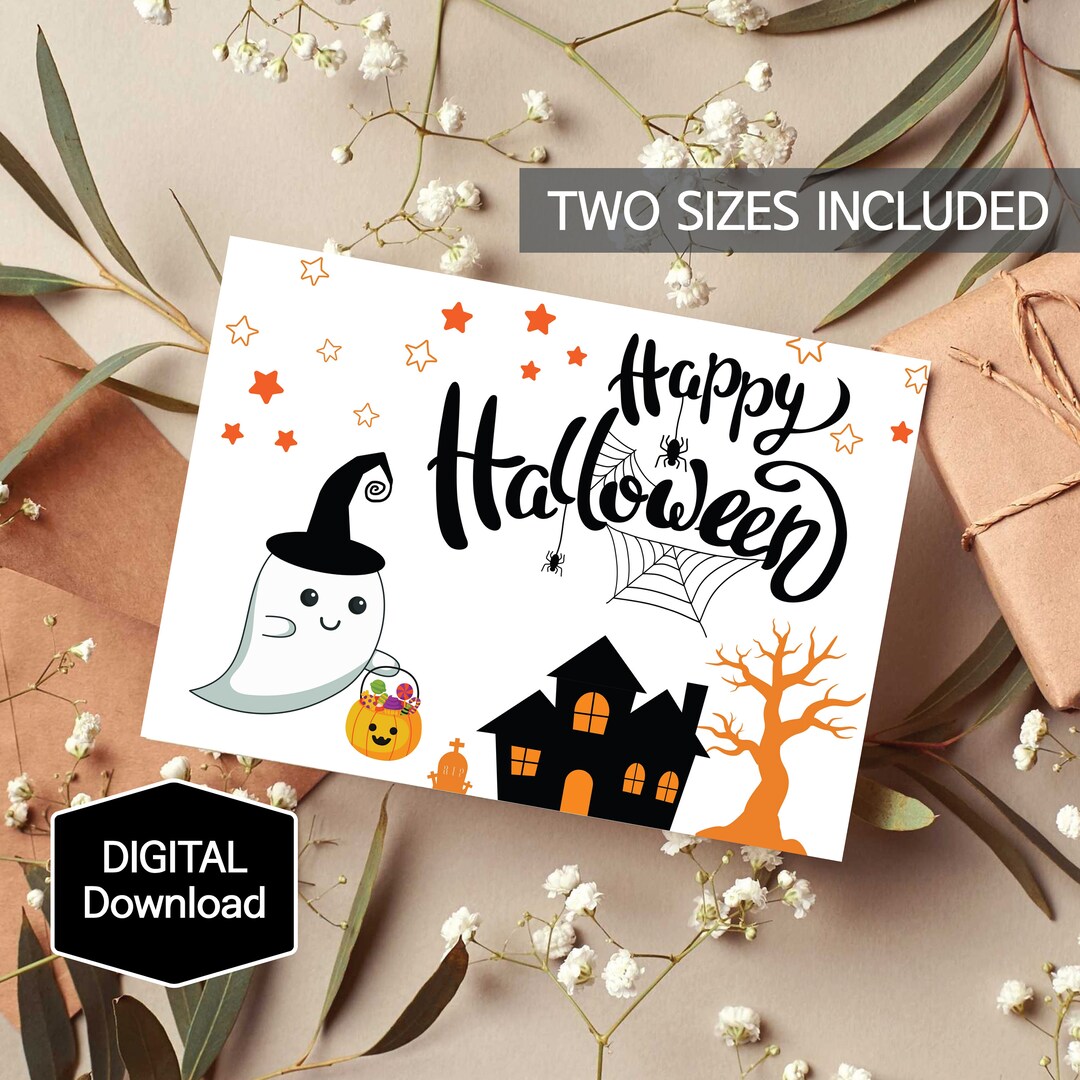 Printable Halloween Card, Happy Halloween Card for Kids Trick or Treat ...