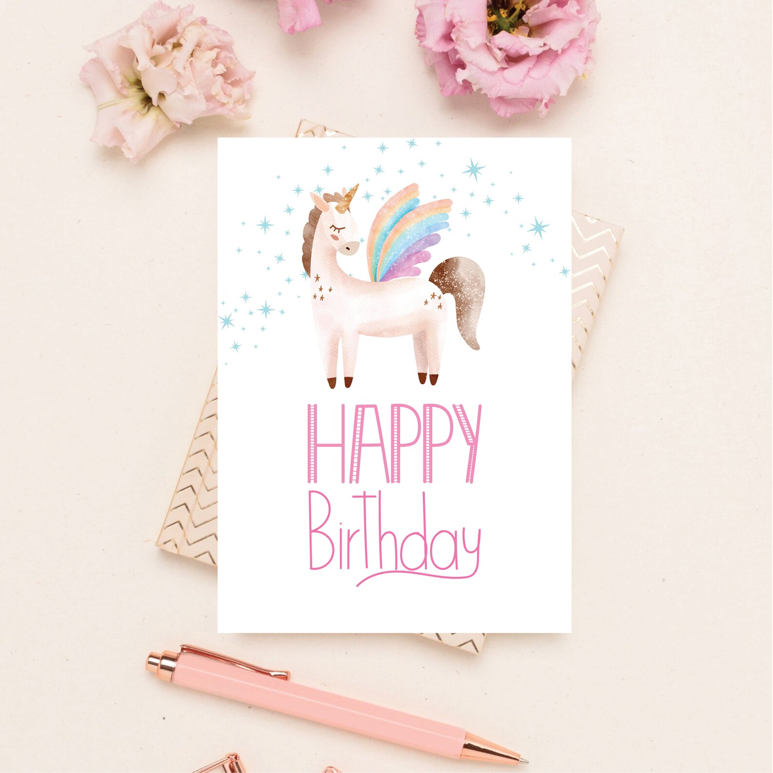 Printable Unicorn Birthday Card,magical Unicorn Card for Kids,cute ...