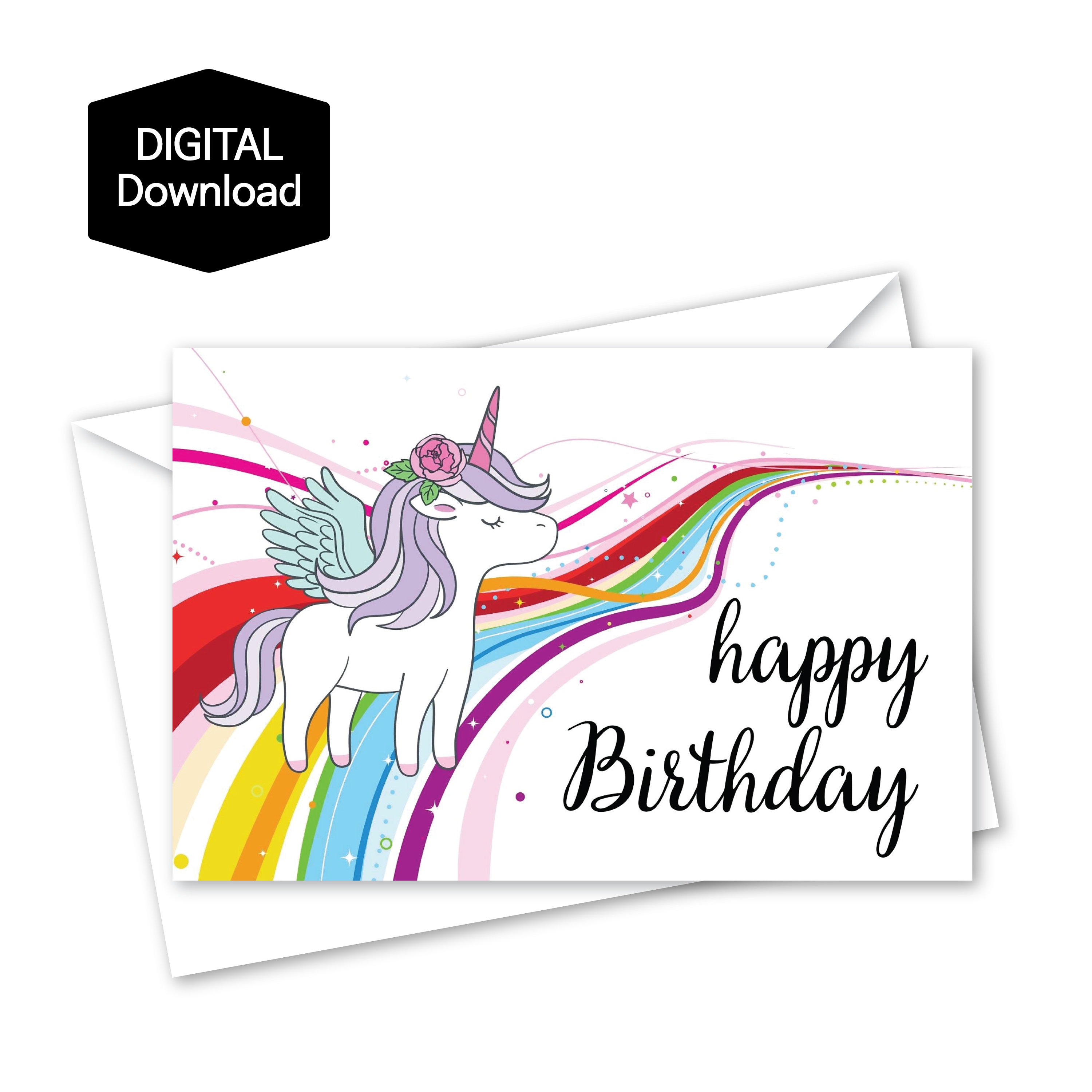 Printable Unicorn Birthday Card,magical Unicorn Card for Kids,birthday ...