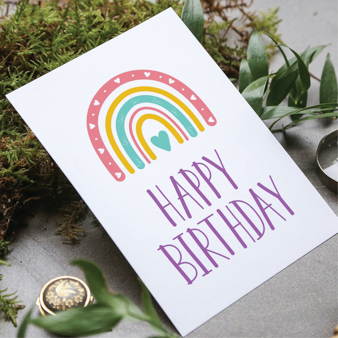 Printable Rainbow Happy Birthday Card,rainbow Birthday Card for Kids ...